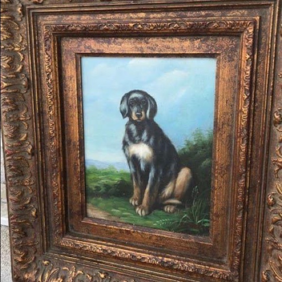 Vintage | Art | Gorgeous Black German Shepard Portrait Original Oil ...